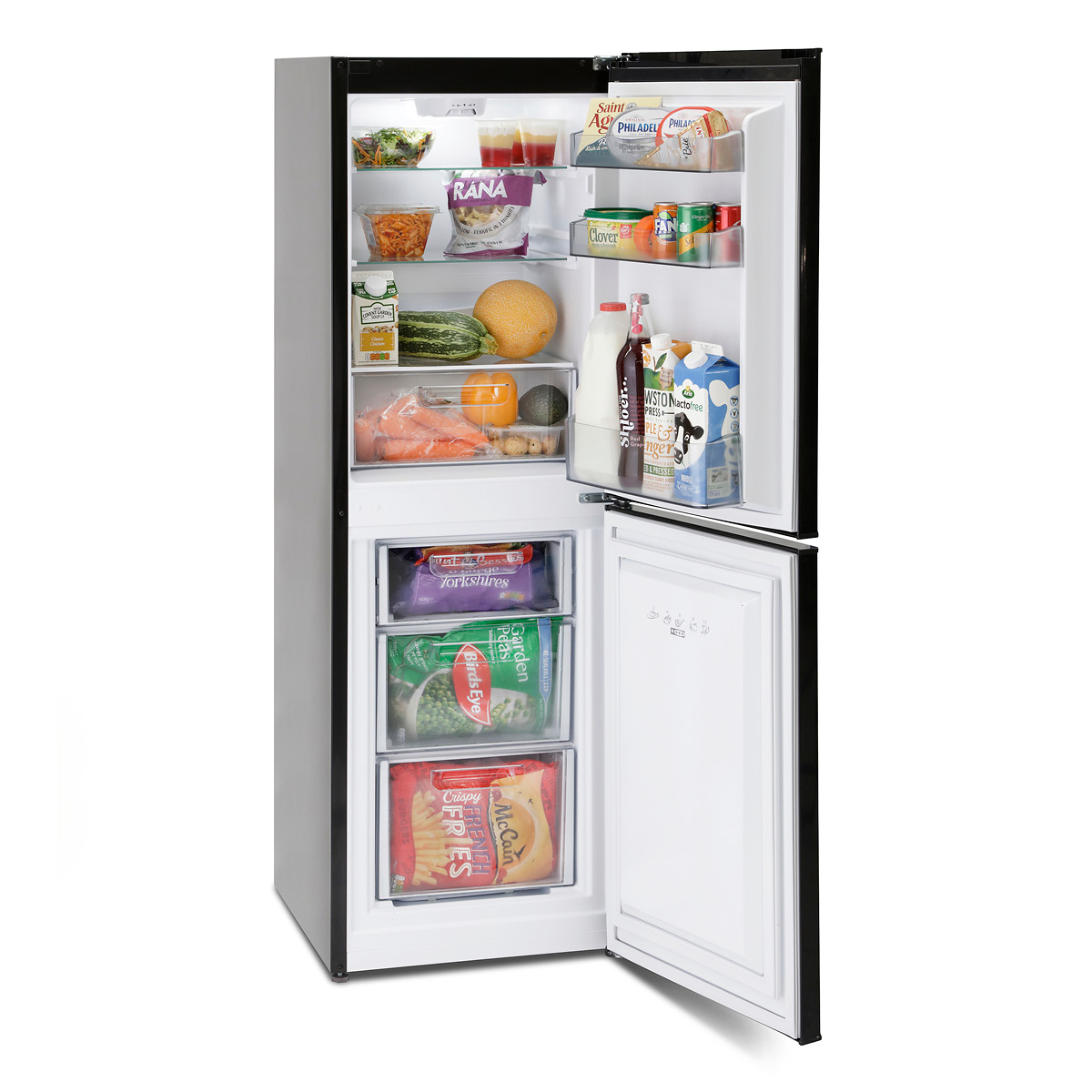 Montpellier MAB145K Retro Style 145cm Tall Fridge Freezer in Black ...