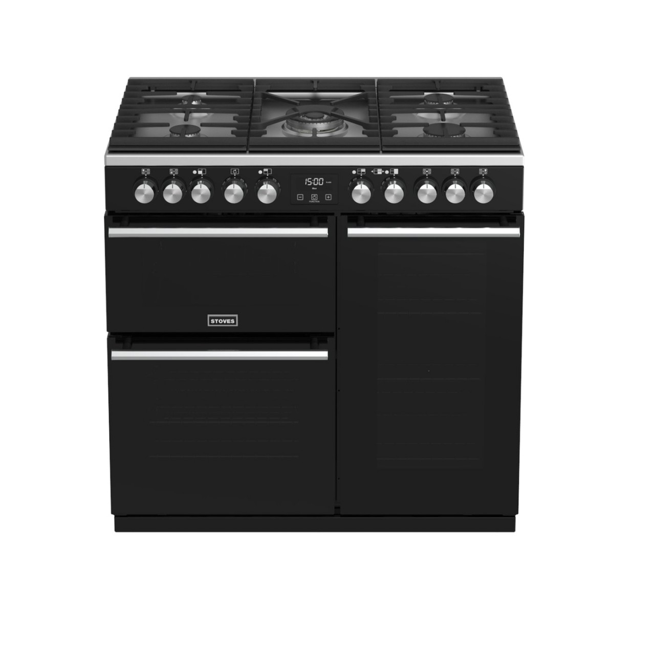 Stoves Precision Deluxe Black S900DF 90cm Wide Dual Fuel Range Cooker ...