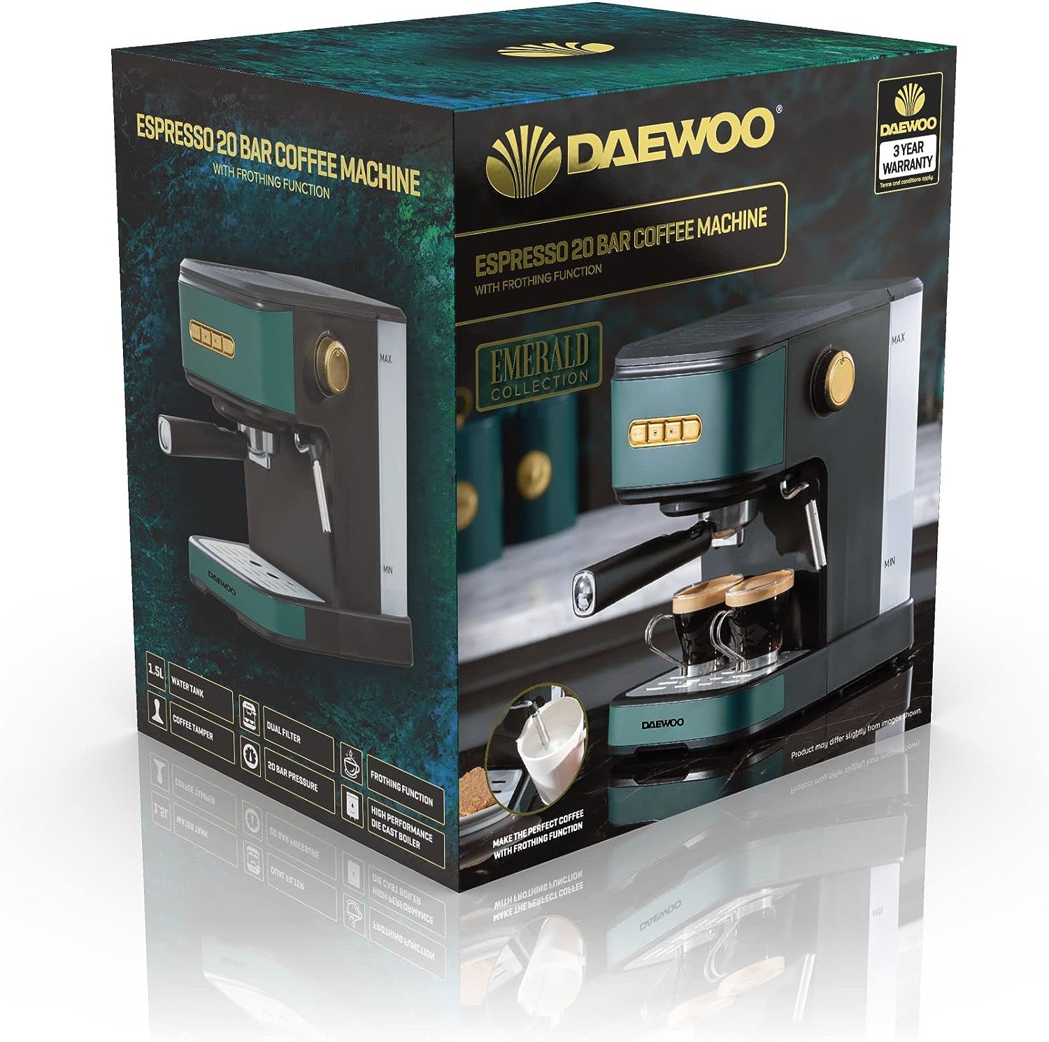 Daewoo SDA2279 Espresso Machine in Emerald Green | G Craggs Ltd