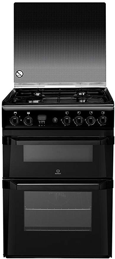Indesit ID60G2K 60cm Double Oven Gas Cooker with lid - Blackl | Gas ...