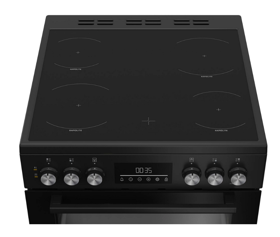 Beko EDC6731K 60cm Double Oven Electric Cooker with Vitroceramic Hob ...